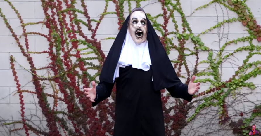 The Hilarious Nun Scare Mask Prank | poopheadvideos.com